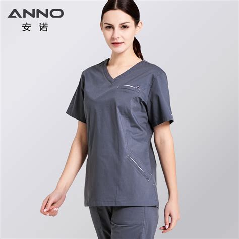 安诺手术服短袖弹力修身医生护士服美容院工作服制服男女通用夏季虎窝淘
