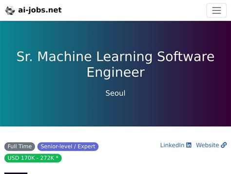 [hiring] Sr Machine Learning Software Engineer In Seoul R Ai Ml Jobs