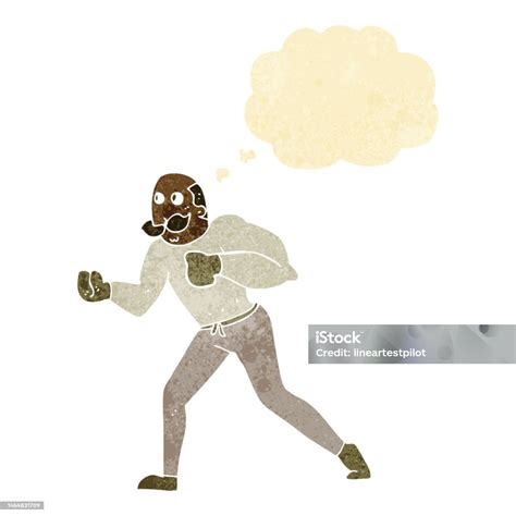 말풍선이 있는 복고풍 Boxer 남자 만화 캐릭터 개성 개념에 대한 스톡 벡터 아트 및 기타 이미지 개성 개념 귀여운