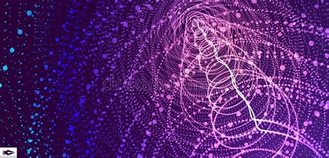 Array With Dynamic Particles Swirl With Connected Dots Abstract Science Or Technology