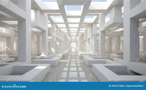 A White Room With Many Square Columns Stock Illustration Illustration