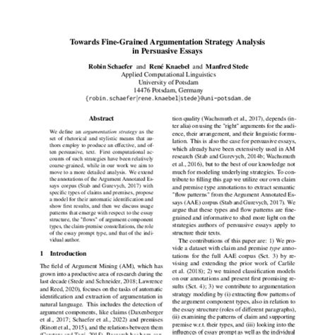 Towards Fine Grained Argumentation Strategy Analysis In Persuasive