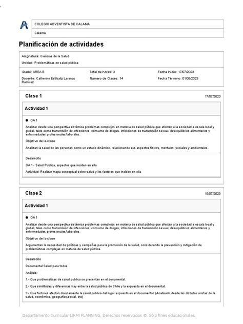 Ciencias De La Salud A R E A B Actividad Unidad 2 Descargar Gratis Pdf Sociedad Infección