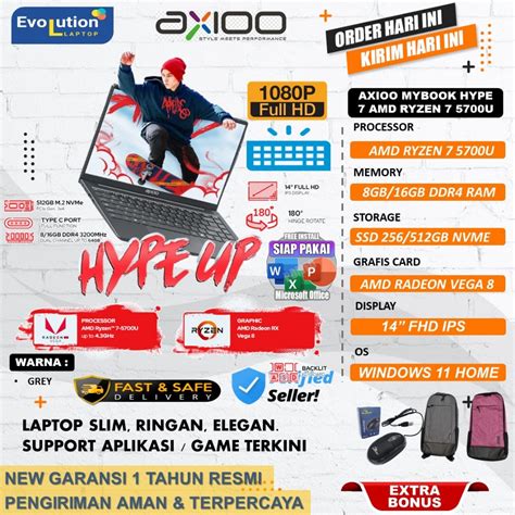 Jual Promo Laptop Gaming Axioo Hype Intel Core I Axioo Hype Core I Ram Gb Gb Ssd