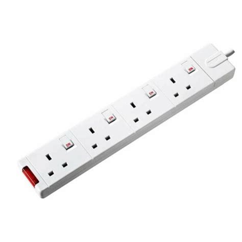 Masterplug 4 Gang 13a Individually Switched Trailing Socket With Neon