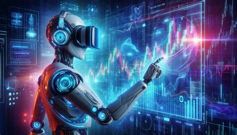 Futuristic Robot Navigating Virtual Forex Markets With Vr Technology