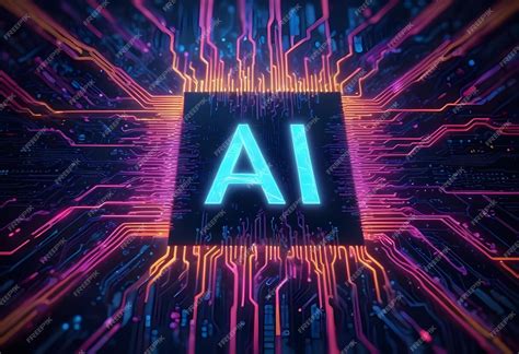 Premium Vector A Stylized Representation Of Artificial Intelligence Ai On A Circuit Board With