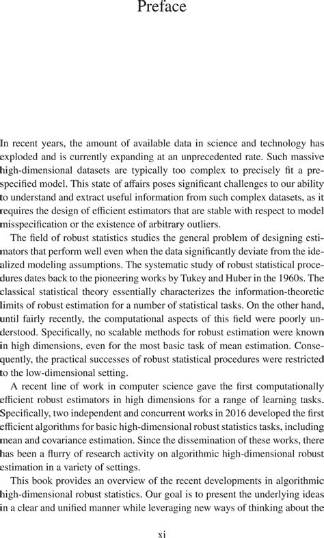 Preface Algorithmic High Dimensional Robust Statistics