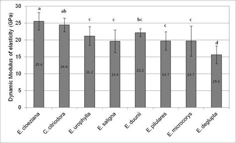 Mean Modulus Of Elasticity Of Wood Of Several Eucalyptus Species And