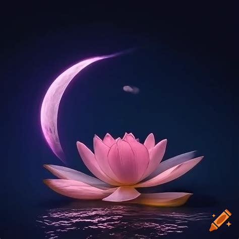 Artistic Combination Of Crescent Moon And Lotus On Craiyon