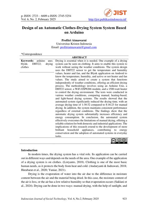PDF Design Of An Automatic Clothes Drying System System Based On Arduino