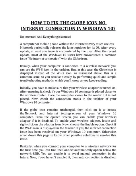 HOW TO FIX THE GLOBE ICON NO INTERNET CONNECTION IN WINDOWS PDF