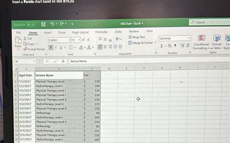 Solved Insert A Pareto Chart Based On Cells B1c33 Autosave Mschart Excel Search File Home I