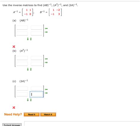 solved use the inverse matrices to find ab 1 at 1 ﻿and