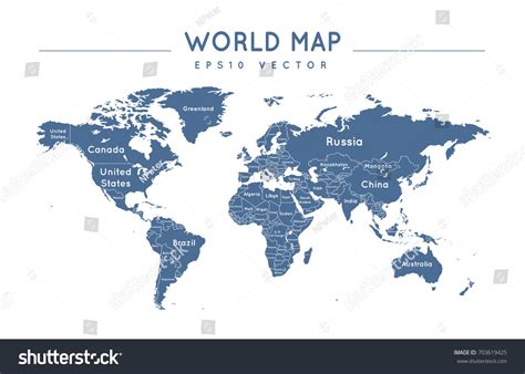 Political World Map Name Borders Countries Stock Vector Royalty Free