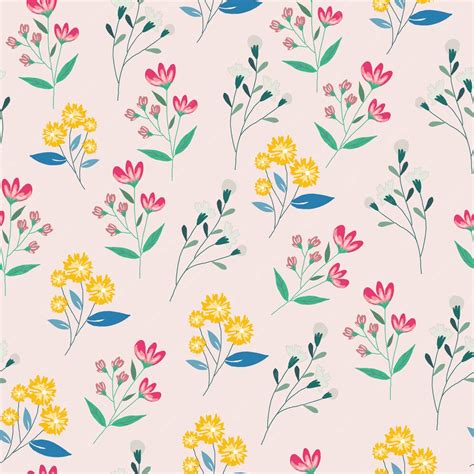 Premium Vector Yellow And Pink Flower Seamless Pattern