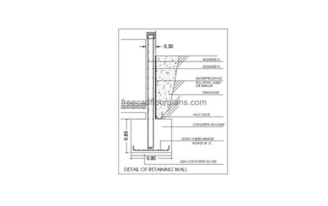 Detail Of Retaining Wall Free Cad Drawings