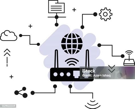 5g 와이파이 데이터 센터 액세스 포인트 벡터 아이콘 디자인 클라우드 컴퓨팅 및 호스팅 회사 기호 란 스마트 네트워크 스위치 개념 안테나 스톡 일러스트와 지능형 허브 휠