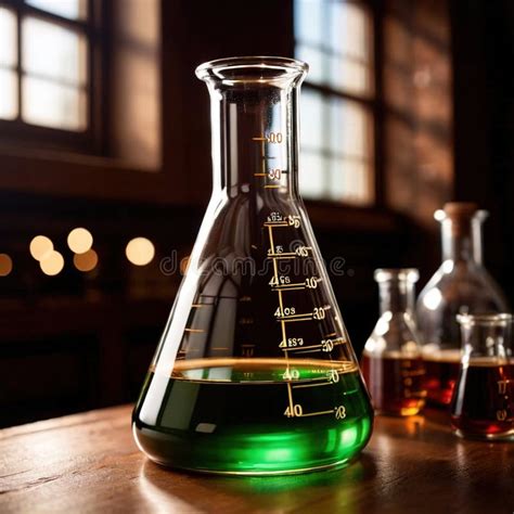 Erlenmeyer Flask Of Liquid Science Apparatus Equipment To Measure