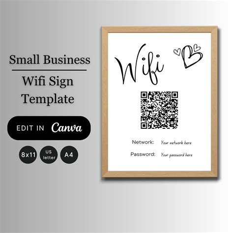 wifi qr code sign printable wifi sign wifi password sign editable