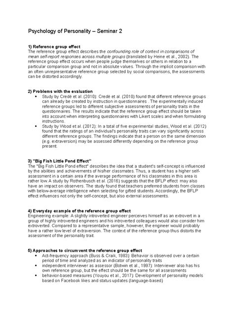 Seminar 2 Reference Group Effect Psychology Of Personality Seminar 2 Reference Group