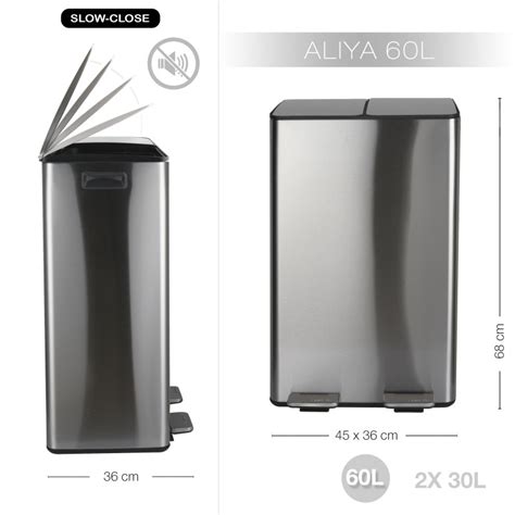 Selective Sorting Bin 60l Aliya 2x30l Brushed Steel Spirella