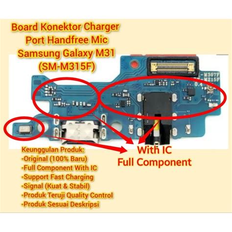 Jual Konektor Charger Mic Port Handfree Samsung Galaxy M Sm M F Original Baru