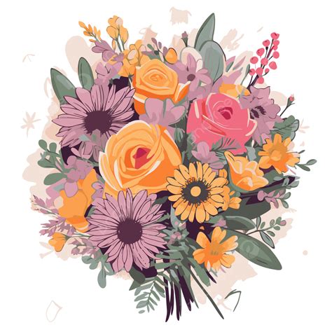 Free Bouquet Of Flowers Vector Sticker Clipart Floral Bouquet In