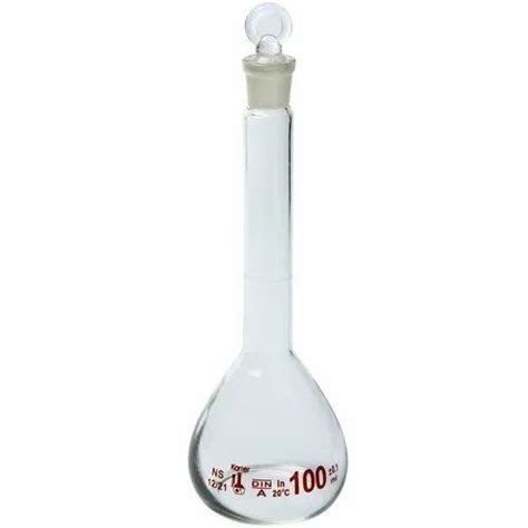 Borosilicate Glass Cylindrical 100ml Volumetric Flask Capacity 100 Ml