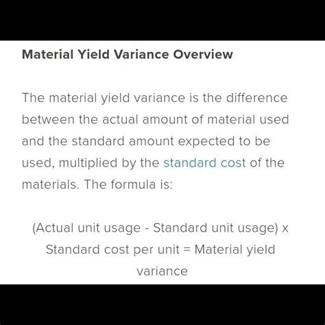 Material Yield Variance Formula And Example Youtube