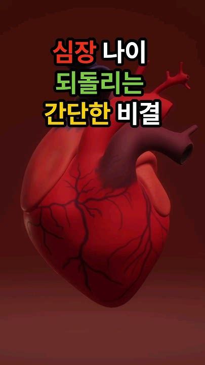 심장 나이 되돌리는 간단한 비결 심장건강건강비결젊은심장유지심장강화방법중년건강 관리건강한생활습관heartyoungagehealthmaintenance