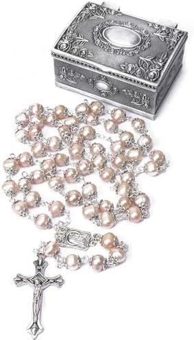 Rosary Beads Catholic For Woman Natural Pink Real Pearl