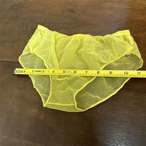 Vintage Retro Yellow Sheer Nylon Gusset Full Brief Panties Size S Ebay