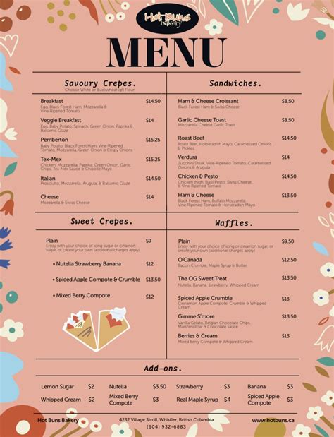 Menus — Hot Buns Cafe