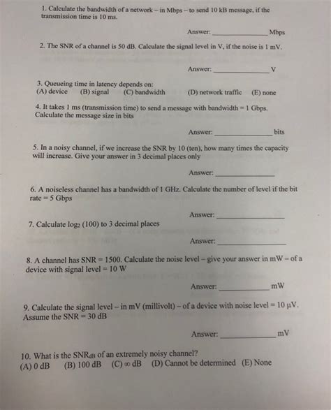 Solved 1 Calculate The Bandwidth Of A Network In Mbps To Chegg Com