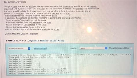 Solved 10 Number Array Class Design A Class That Has An