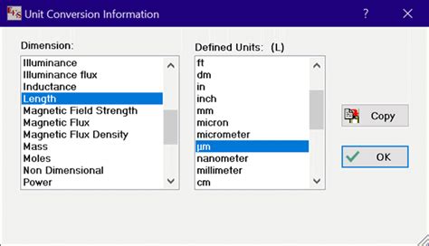 Unit Conversion Info