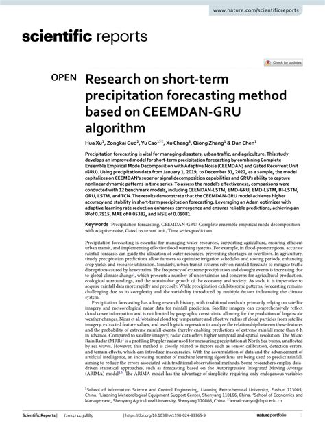 Pdf Research On Short Term Precipitation Forecasting Method Based On Ceemdan Gru Algorithm