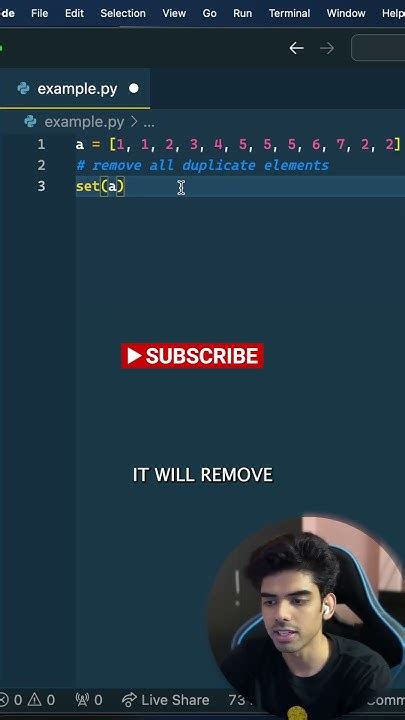 Remove Duplicate Elements From An Array Python Pythonprogramming Pythonforbeginners Youtube