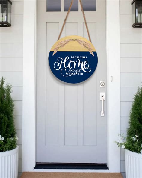 Personalized Bless This Home Door Hanger Blessed Door Hanger Round
