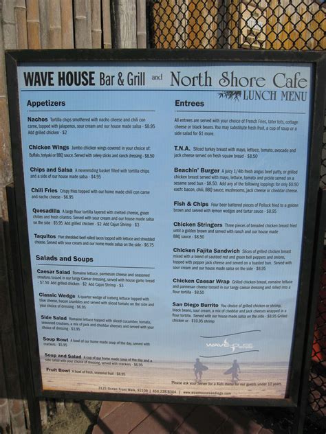 Wave House North Shore Cafe 92109 Mission Beach San Diego