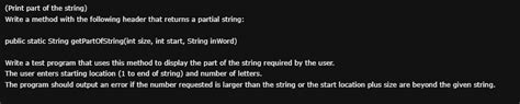 solved print part of the string write a method with the