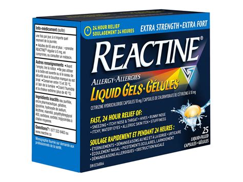 Reactine Allergy Extra Strength Cetirizine Hydrochloride Liquid Gel Capsules 10mg 25s