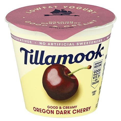 Tillamook Yogurt Lowfat Oregon Dark Cherry Blended 6 Oz Dairy