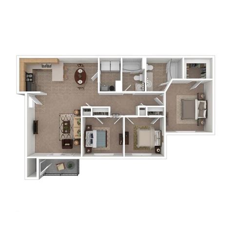 3 Bedroom 2 Bath Apartment Floor Plans