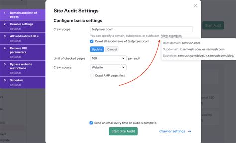 Configuring Site Audit