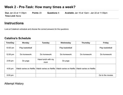 Week Pre Task How Many Times A Week Ingles II Week Pre Task How Many Times A