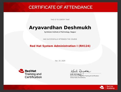 Aryavardhan Deshmukh On Linkedin Redhat Redhatcertification Continuouslearning