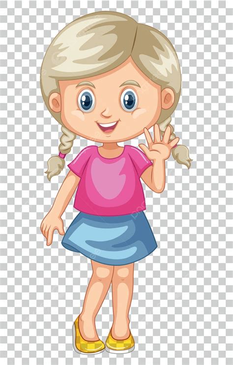 Cute Girl Waving Hand Clip Art Picture Path Vector Clip Art Picture
