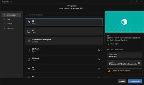 Issue Creating Projects Unity Engine Unity Discussions